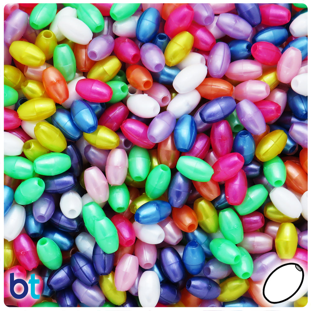 Pearl Mix 9mm Oat Plastic Beads (500pcs)