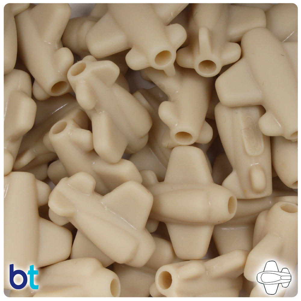 Dark Ivory Matte 25mm AirPlane Pony Beads (24pcs)
