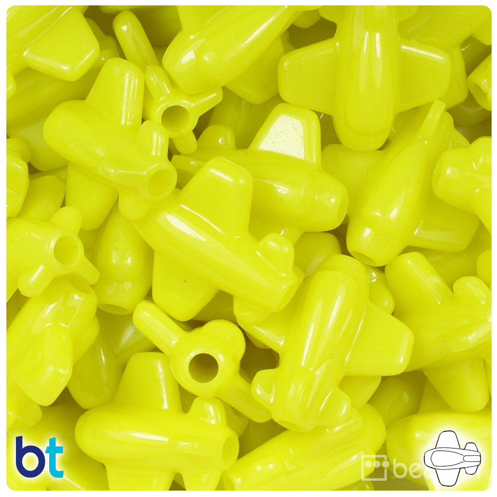 Lemon Neon Bright 25mm AirPlane Pony Beads (8pcs)