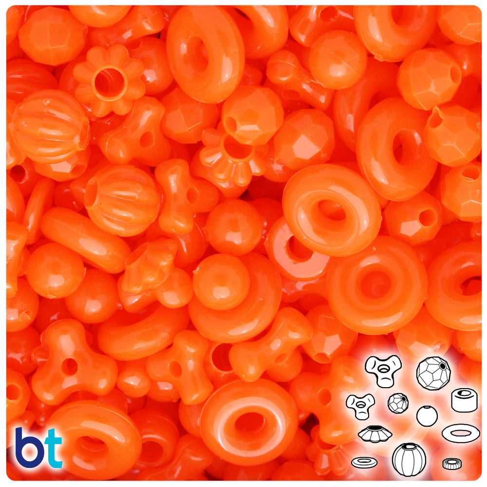 Tangelo Neon Bright Plastic Craft Beads Mix (4oz)