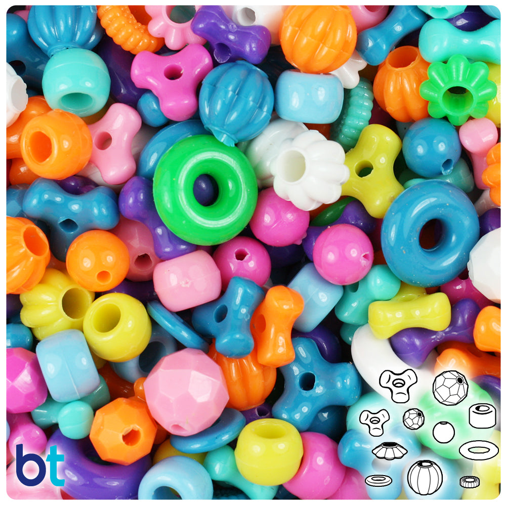 Bright Opaque Mix Plastic Craft Beads Mix (4oz)