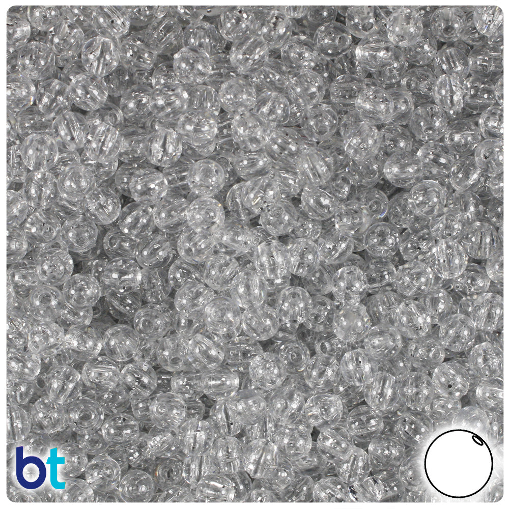 Silver Sparkle 5mm Round Plastic Beads (700pcs)