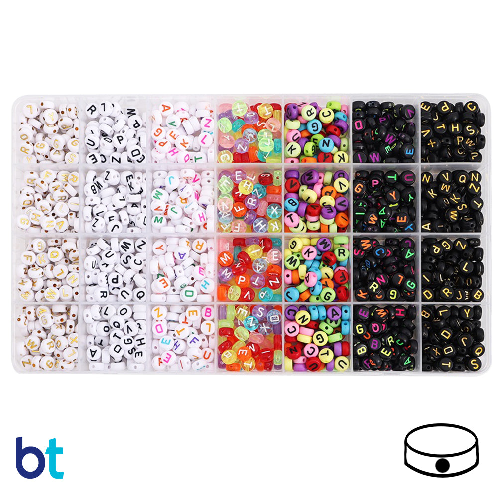 Assorted 7mm Coin Alpha Beads (Box Set)