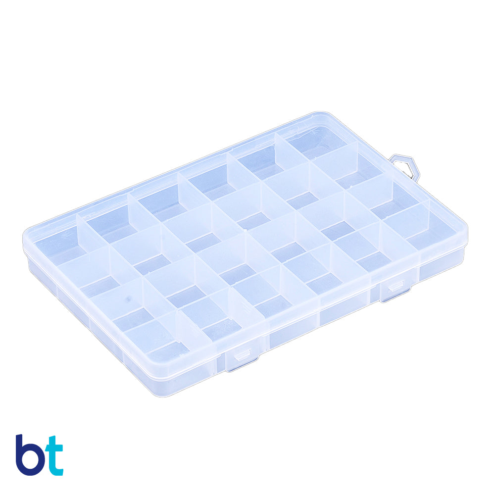 Clear Rectangle 24 Compartment Plastic Storage Box