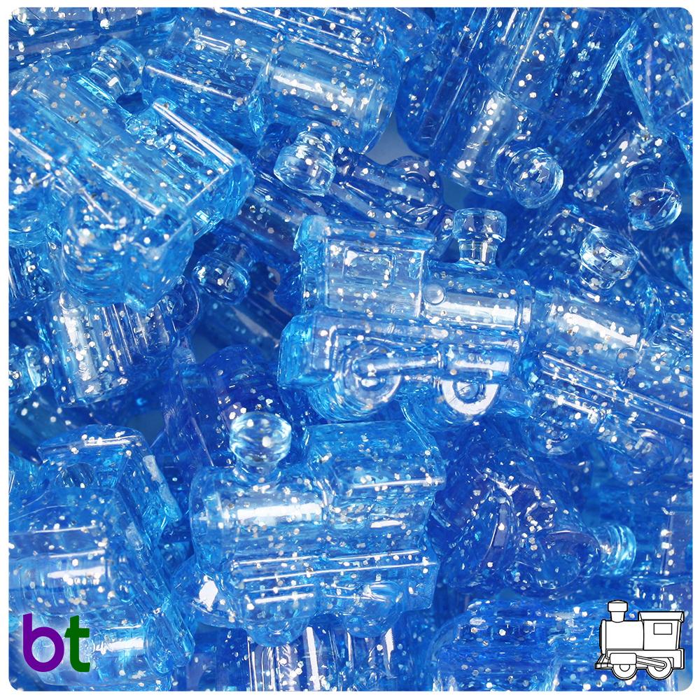 Light Sapphire Sparkle 22mm Train Pony Beads (8pcs)