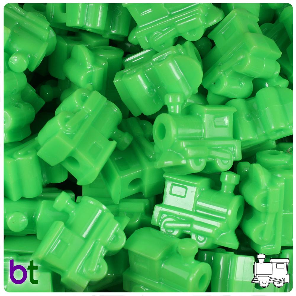 Lime Opaque 22mm Train Pony Beads (8pcs)
