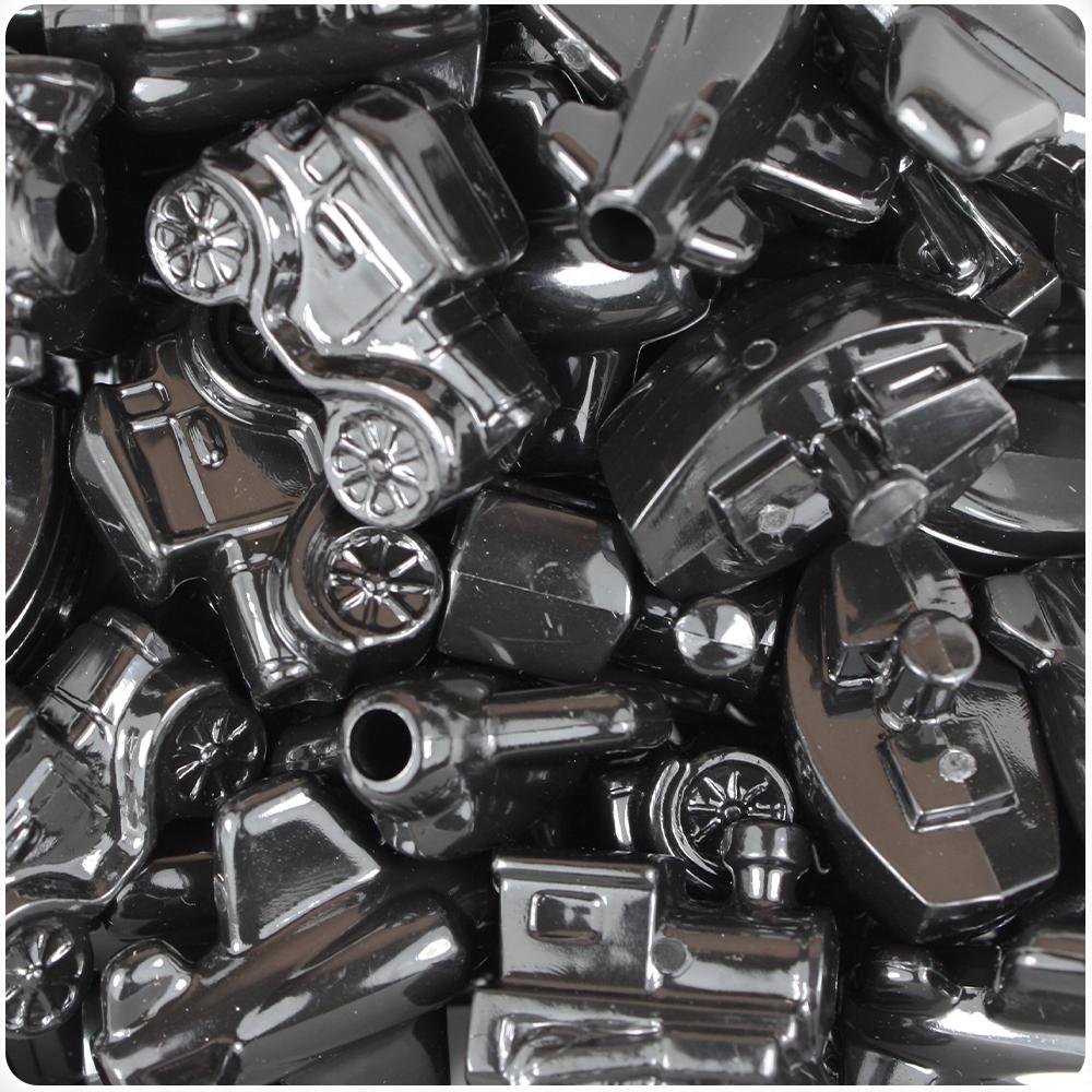 Black Opaque Mini Mobile Pony Beads (8pcs)