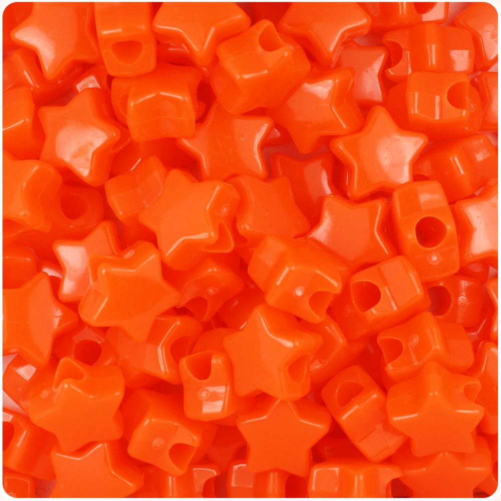 Tangelo Neon Bright 13mm Star Pony Beads (50pcs)