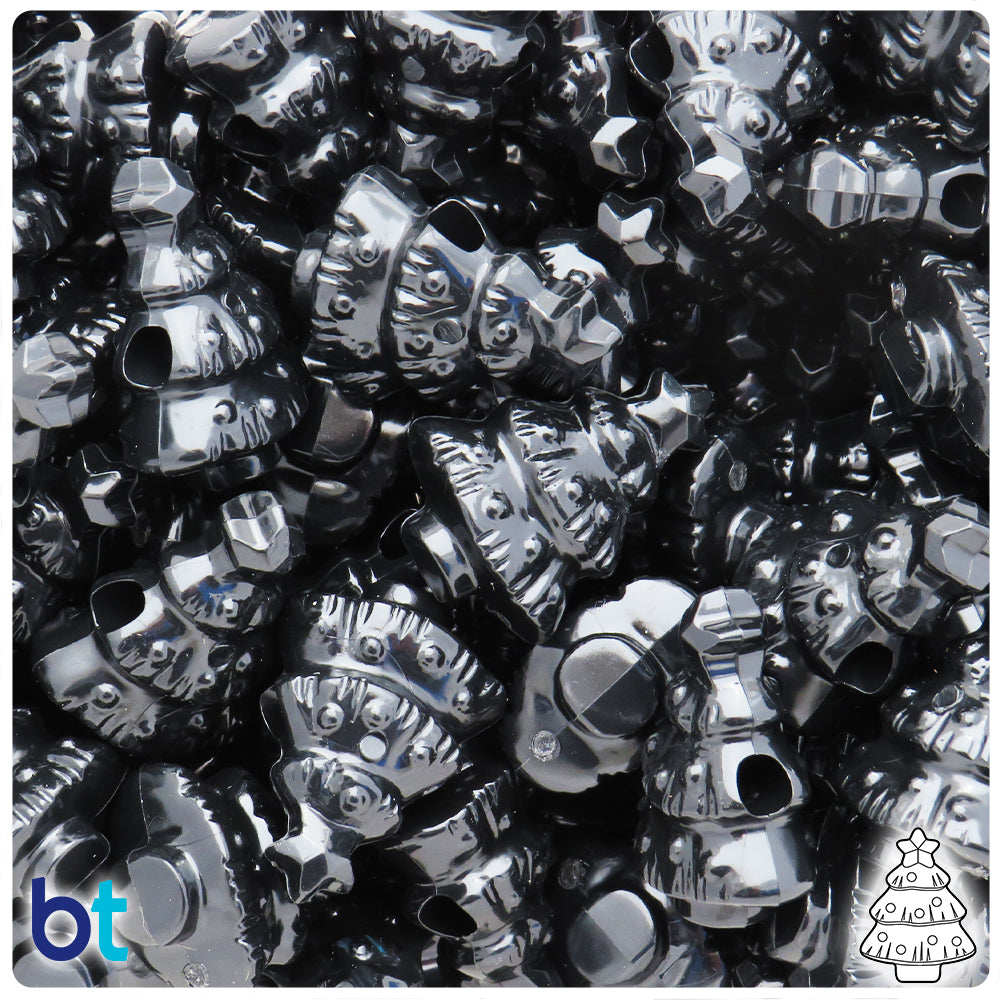 Black Opaque 25mm Christmas Tree Pony Beads (8pcs)