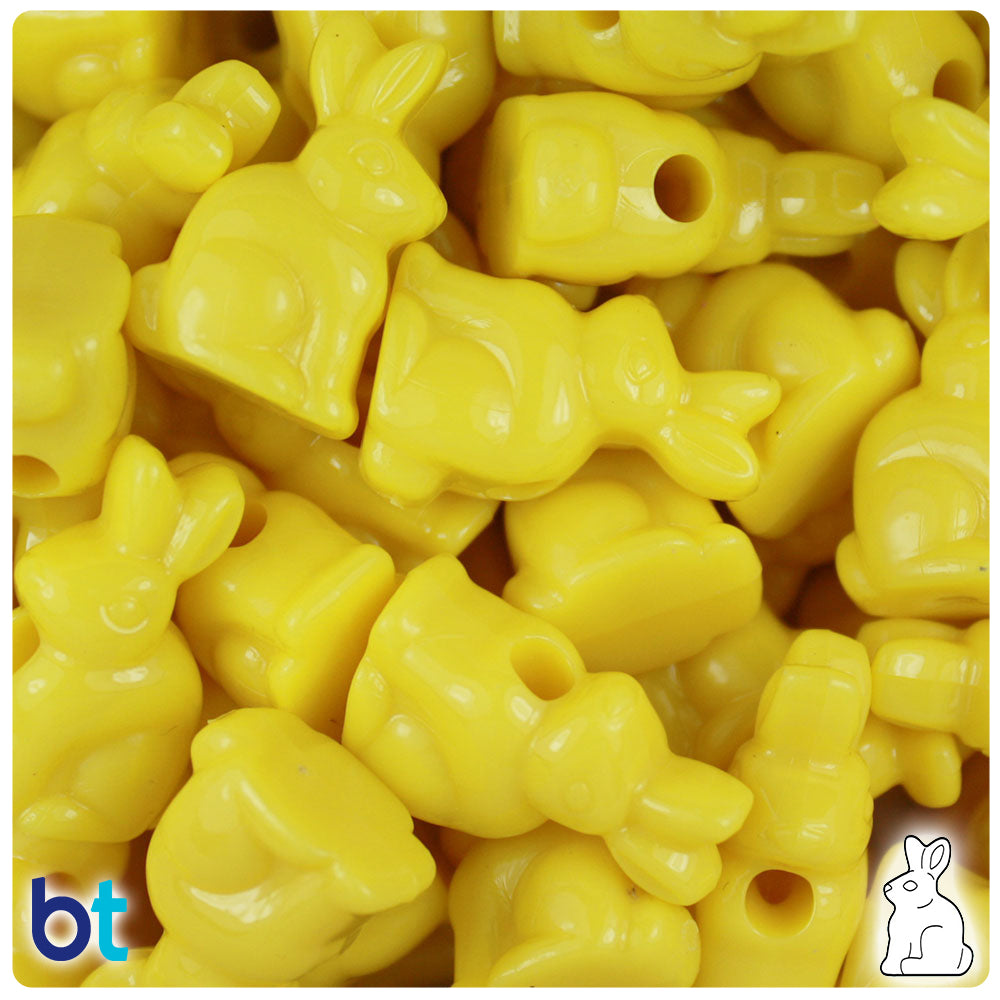 Yellow Opaque 24mm Bunny Rabbit Pony Beads (24pcs)