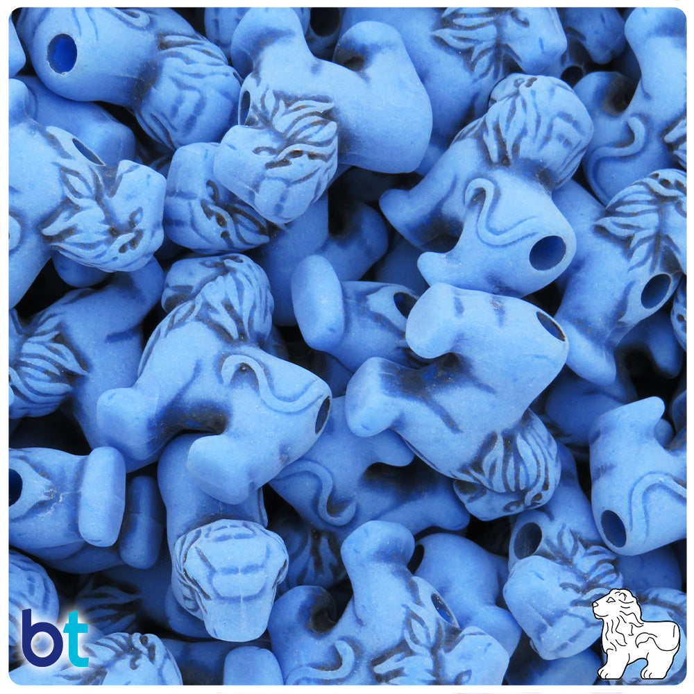 Periwinkle Antique 22mm Lion Pony Beads (8pcs)