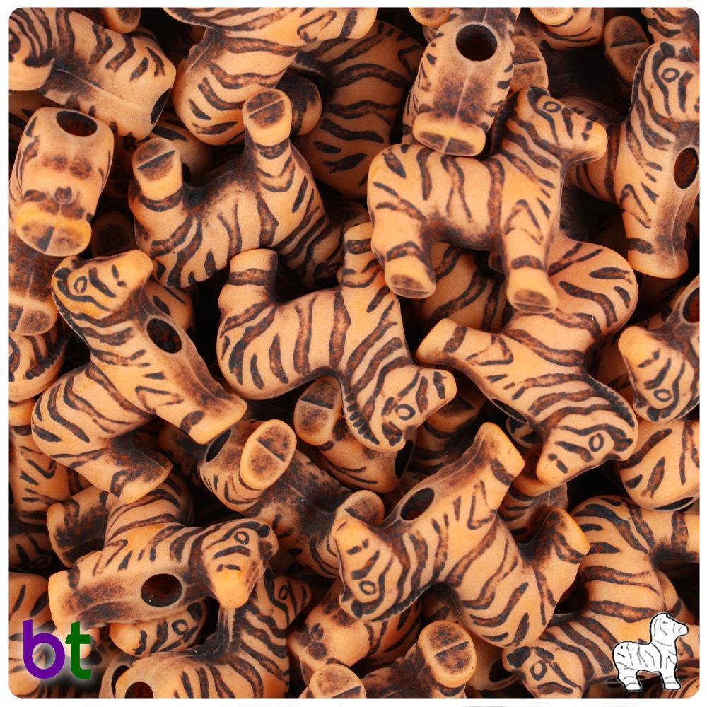 Orange Antique 22mm Zebra Pony Beads (8pcs)