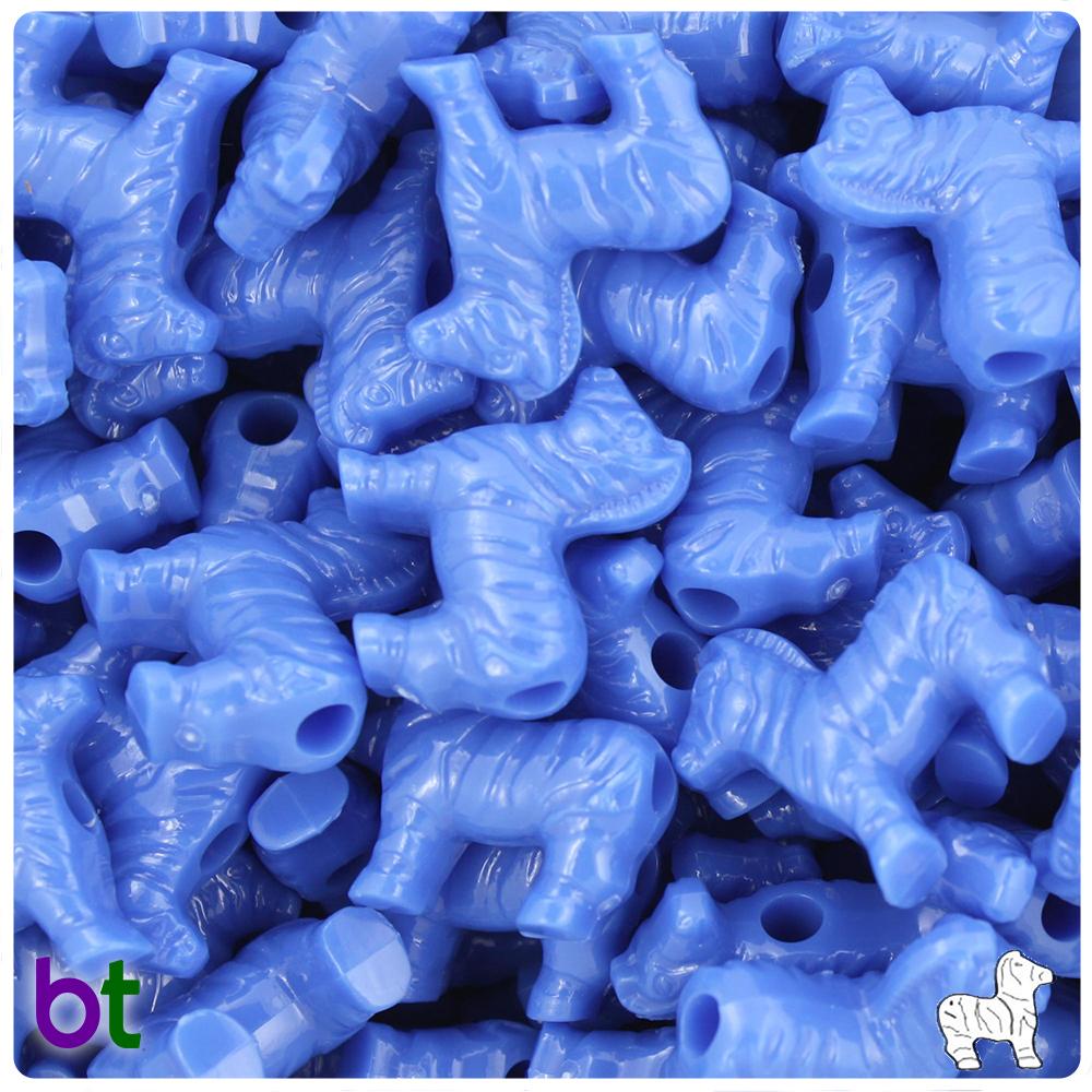 Periwinkle Opaque 22mm Zebra Pony Beads (8pcs)
