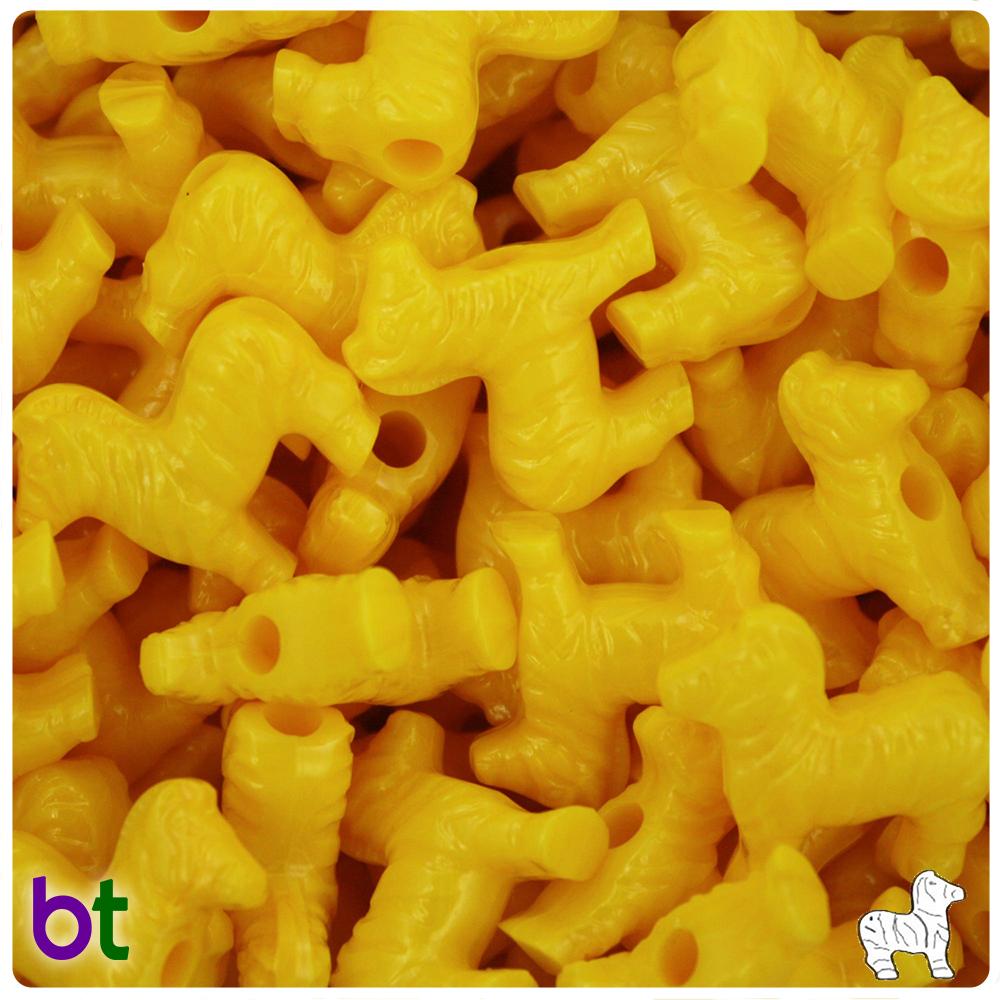 Bright Yellow Opaque 22mm Zebra Pony Beads (8pcs)