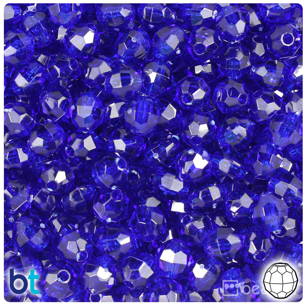Midnight Transparent 8mm Faceted Round Plastic Beads (450pcs)