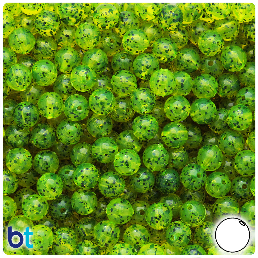 Lure Yellow Black Sparkle 8mm Round Plastic Beads (300pcs)