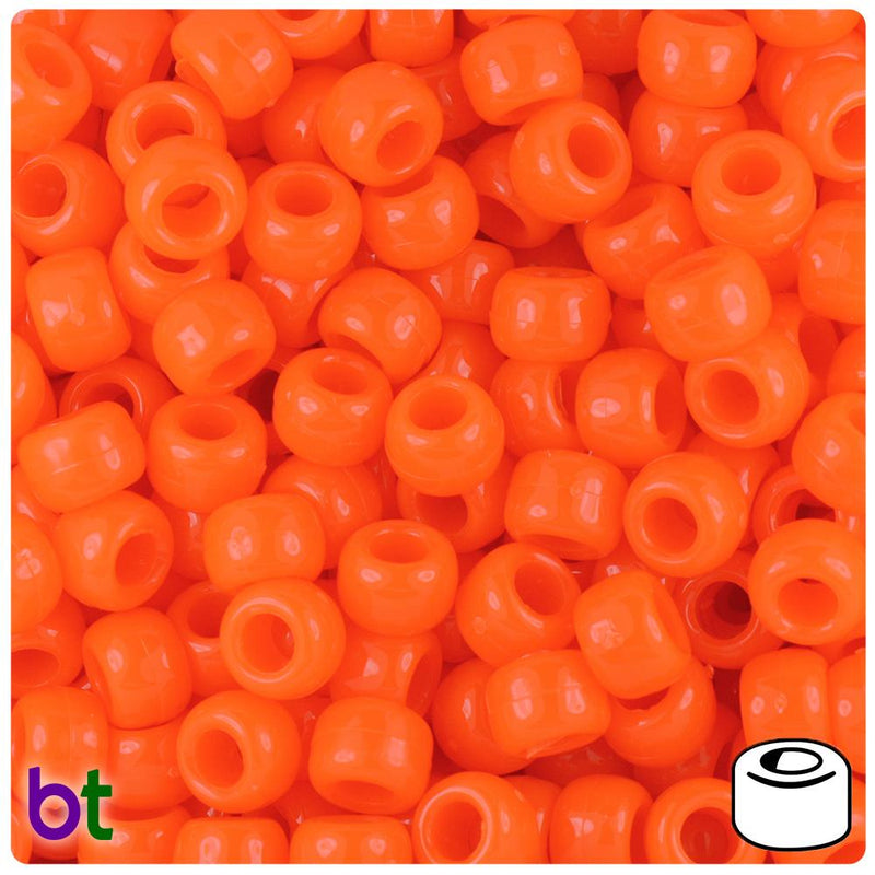 Tangelo Neon Bright 9mm Barrel Pony Beads (100pcs)