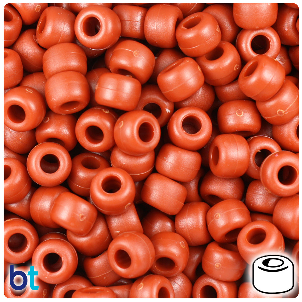 Rust Matte 9mm Barrel Pony Beads (500pcs)
