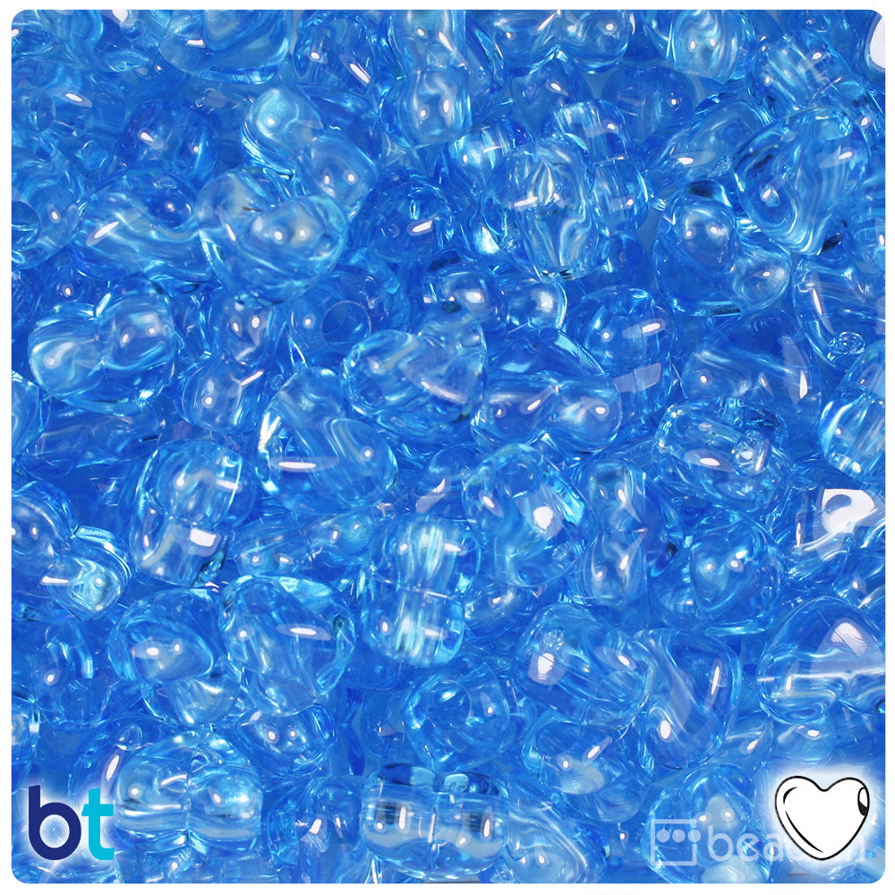 Light Sapphire Transparent 12mm Heart (HH) Pony Beads (250pcs)