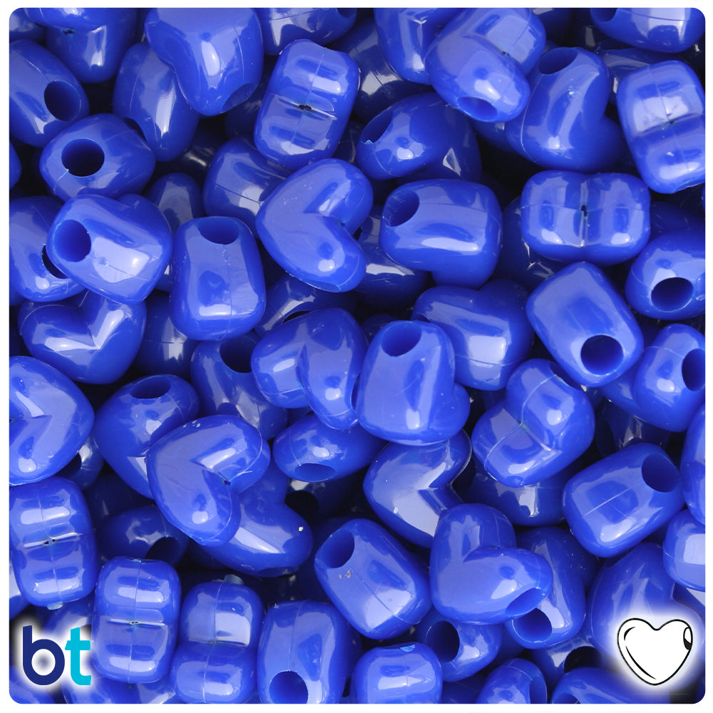 Royal Blue Opaque 12mm Heart (HH) Pony Beads (250pcs)