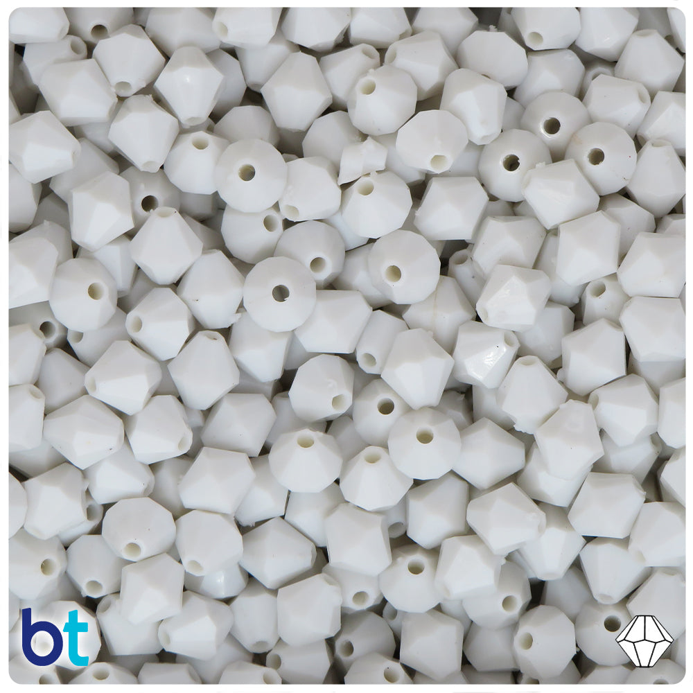 White Opaque 8mm Faceted Bicone Plastic Beads (300pcs)