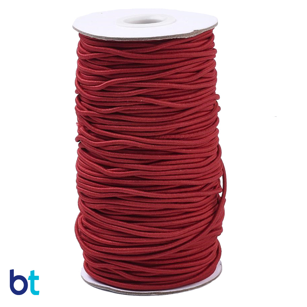 Dark Red 2mm Round Elastic Cord (70m)