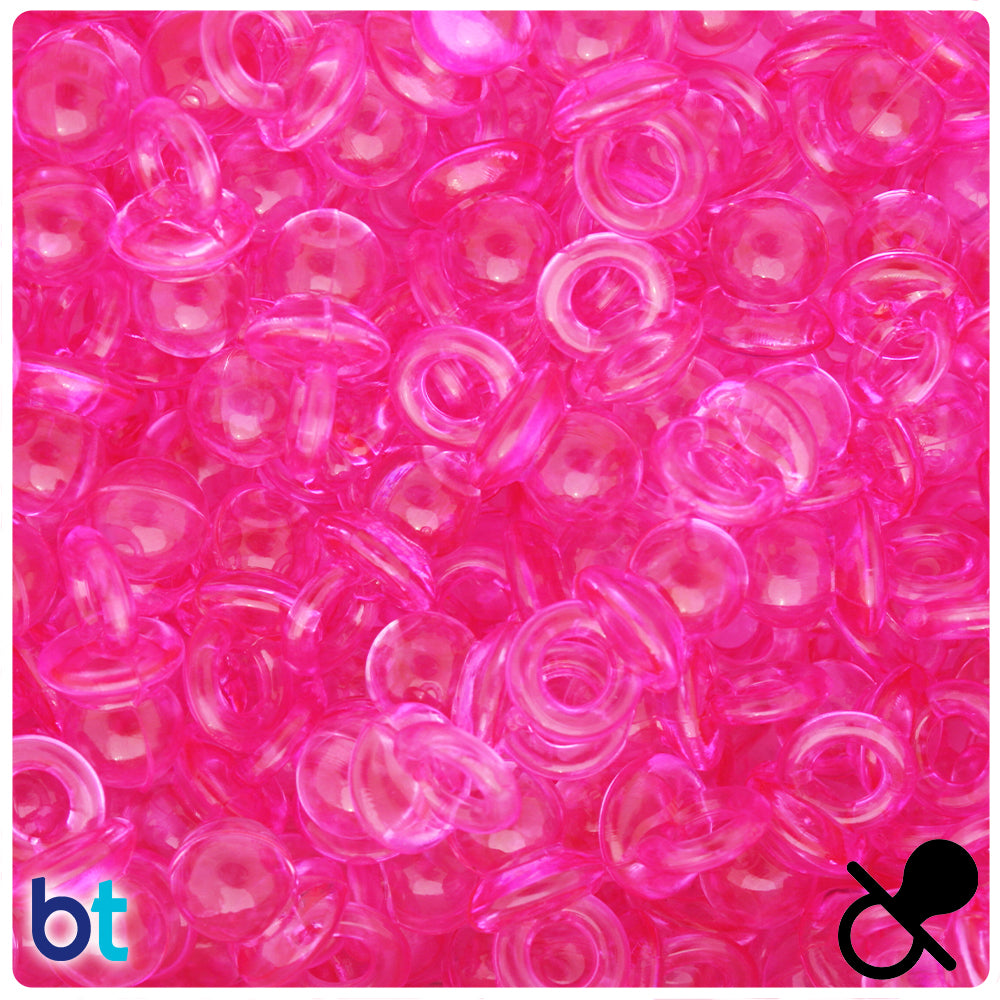 Hot Pink Transparent 20mm Pacifier Plastic Charms (48pcs)