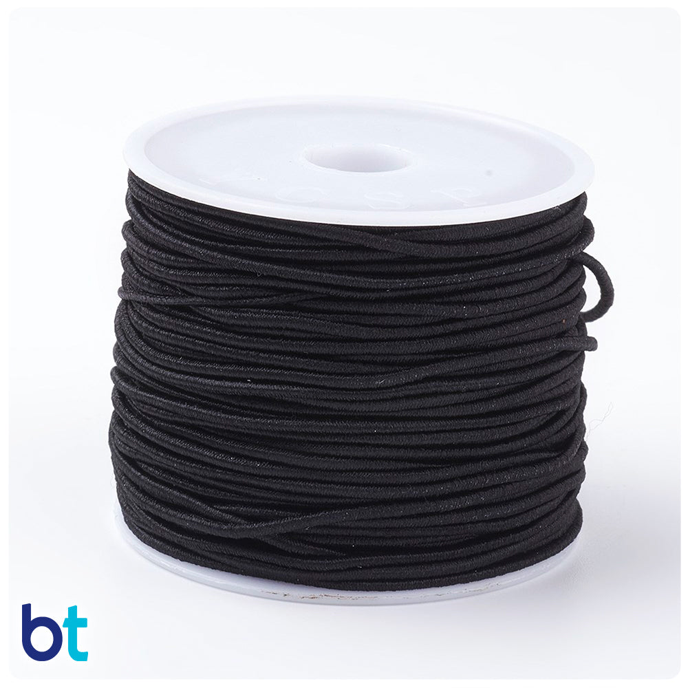 Black 0.8mm Round Elastic Cord (24m)